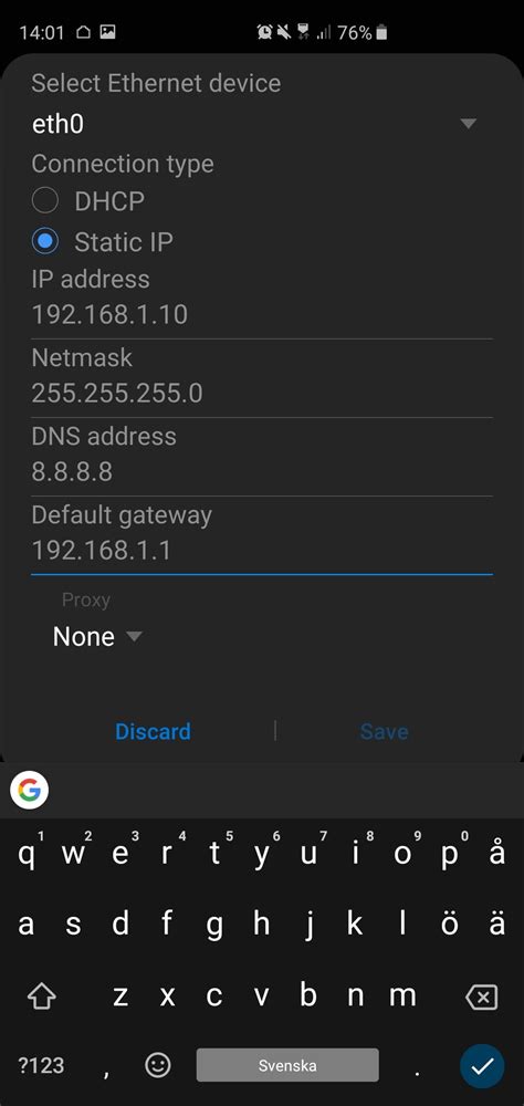 [help] Android Static Ip Address Techsupport