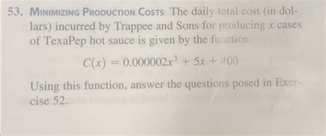 Solved Minimizing Production Costs The Daily Total Cost In