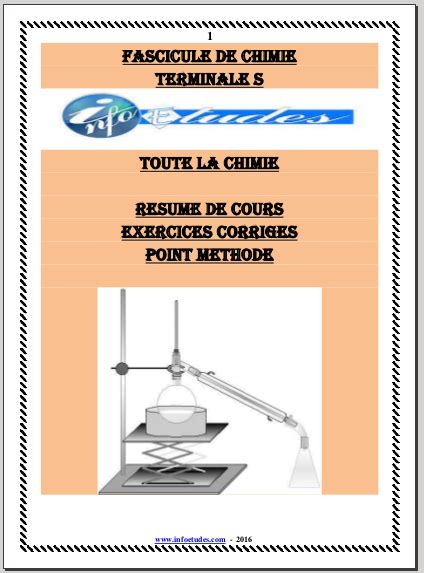 Fascicule De Chimie Terminale Cd Toute La Chimie ResumÉ De Cours Et