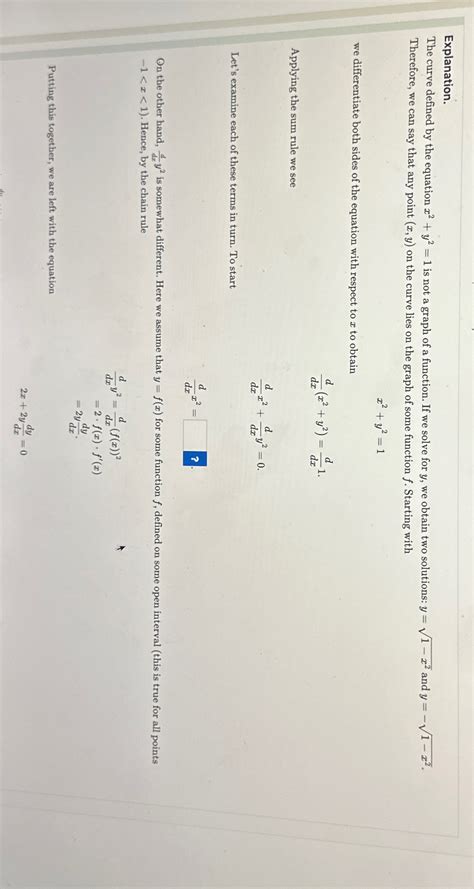 solved explanation the curve defined by the equation x2 y2 1
