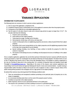 Fillable Online Variance Application And Information Fax Email Print PdfFiller