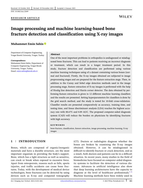Image Processing And Machine Learning‐based Bone Fracture Detection And