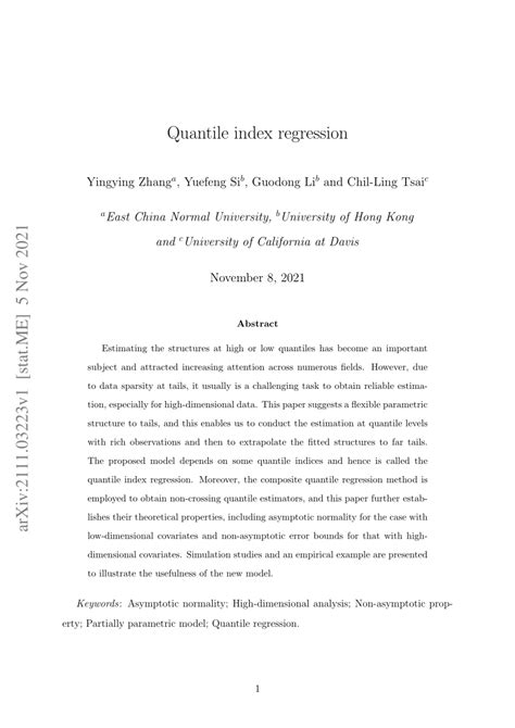 Pdf Quantile Index Regression