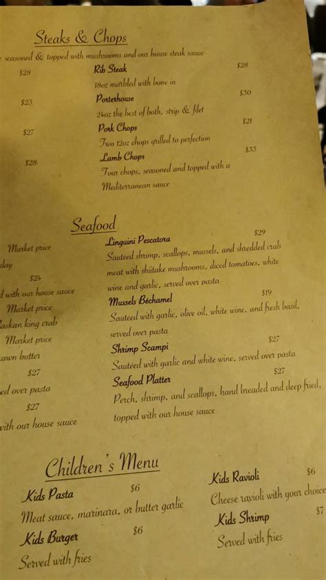 Menu At Angelos Chop House Steakhouse Monroe
