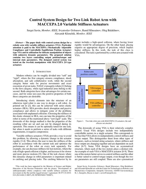Pdf Control System Design For Two Link Robot Arm With Maccepa 2 0 Variable Stiffness Actuators