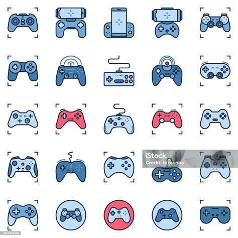 Gamepad Colored Icons Set Video Game Controller Signs Collection Stock Illustration Download