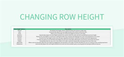 Changing Row Height Excel Template Free Download Pikbest