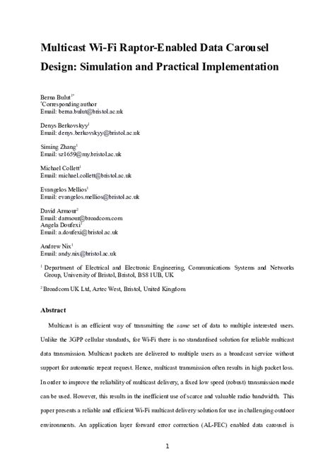 Multicast Wi Fi Raptor Enabled Data Carousel Design Simulation And Practical Implementation