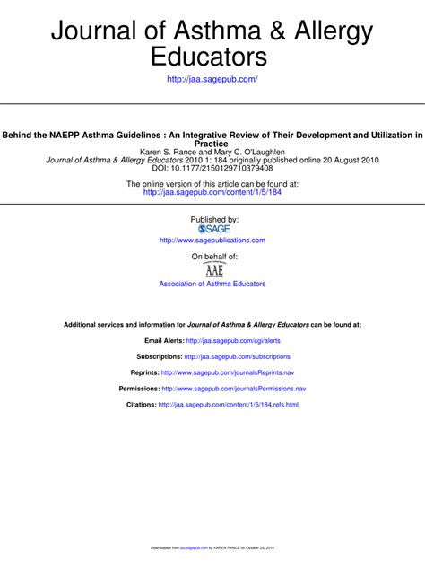 Pdf Behind The Naepp Asthma Guidelines An Integrative Review Of Their Development And