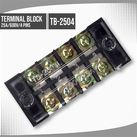 25a Terminal Block Molded Type Electrical Tb 2504 25a 600v 4 Pin