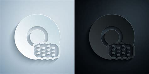 종이 컷 세탁 접시 아이콘 은 회색과 검은 색 배경에 격리 요리 아이콘을 청소합니다 식기 세척기 표지판 식기 기호를 청소합니다 종이 아트 스타일 벡터 3차원 형태에 대한