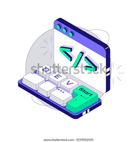 Small Mini Keyboard Programming Inscription Dev Stock Vector Royalty