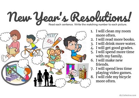 New Years Resolutions Matching Gen… English Esl Powerpoints