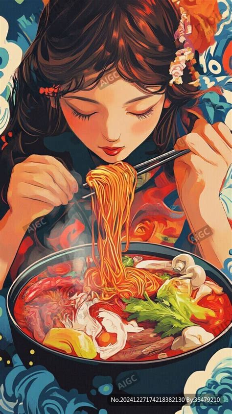 Ai创作图吃面插画 吃螺蛳粉的女孩插画 拽面海报插画 羊杂面插画 米线包装插画 螺蛳粉包装插画 大碗面插画 烩面插画 螺蛳粉插画 牛肉面海报插画 肥肠面插画 牛肉面插画 牛肉面插画包装 小锅