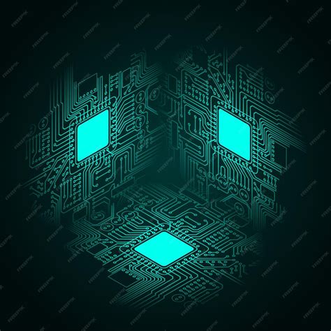 Premium Vector Electric Circuit Perspective Inner Cube Microchip