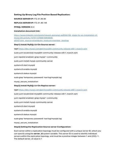 Mysql Replication Setup Pdf Information Technology Data Management