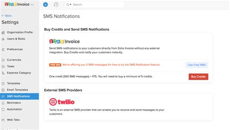 SMS Notifications Help Zoho Invoice