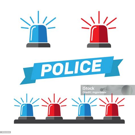 사이렌을 설정합니다 경찰 성 노출 증 또는 구급차 성 노출 증입니다 사이렌 경찰 라이트 벡터 0명에 대한 스톡 벡터 아트 및 기타 이미지 Istock