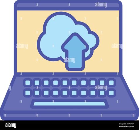 Cloud Computing Inside Laptop Line And Fill Style Icon Design