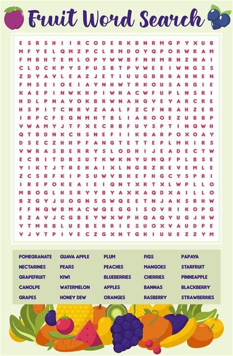 Fruit Word Search 4 Free Pdf Printables Printablee Fruit Exotic