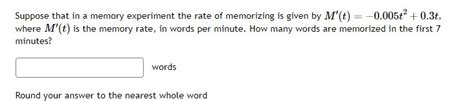 solved suppose that in a memory experiment the rate of