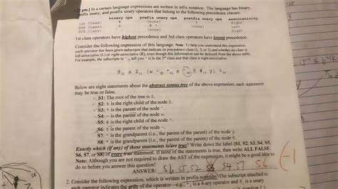 Solved 1 2 Pts In A Certain Language Expressions Are