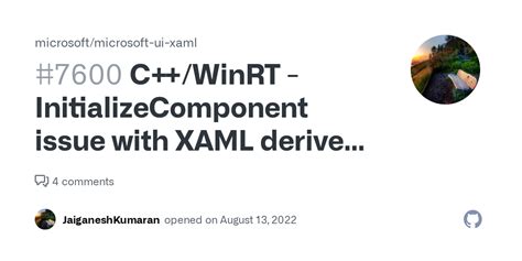 c winrt initializecomponent issue with xaml derived class in sub