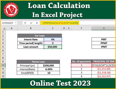 Loan Calculation In Excel Project Online Test