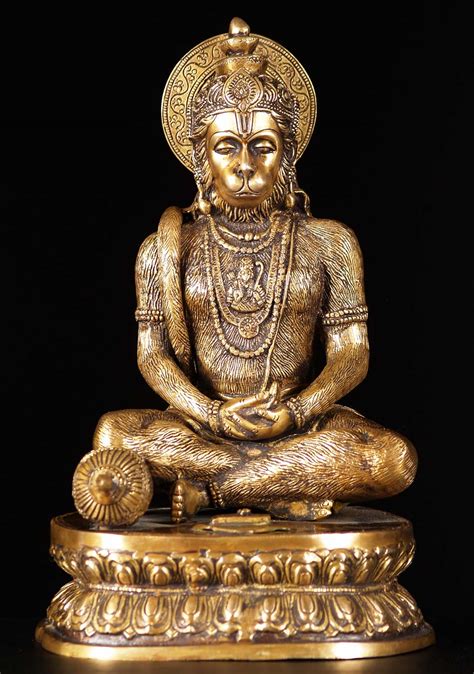 Brass Hanuman Meditating Statue 15 61bs96z Hindu Gods And Buddha Statues