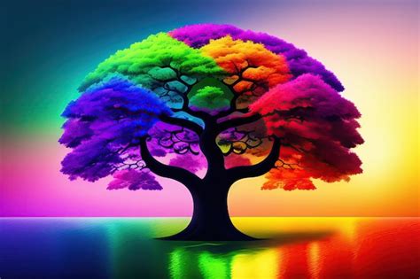 Premium Ai Image Colorful Rainbow Tree