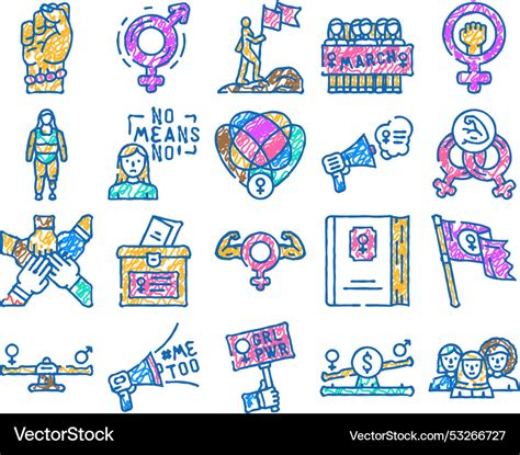 Feminist Female Women Icon Hand Drawn Royalty Free Vector
