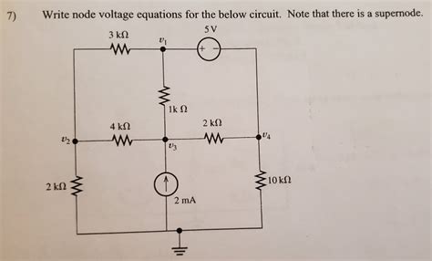 Solved Write Node Voltage Equations For The Below Circuit