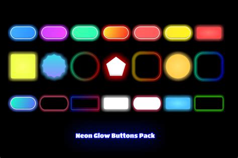 Neon Glow Buttons Pack 2d Gui Unity Asset Store