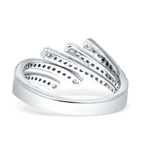 Bypass Stackable Statement Ring Cubic Zirconia 925 Sterling Silver Who