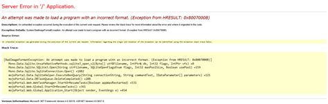 an attempt was made to load a program with an incorrect format