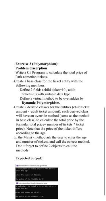 Solved Exercise 3 Polymorphism Problem Discerption Write
