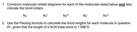 Solved Construct Molecular Orbital Diagrams For Each Of Chegg