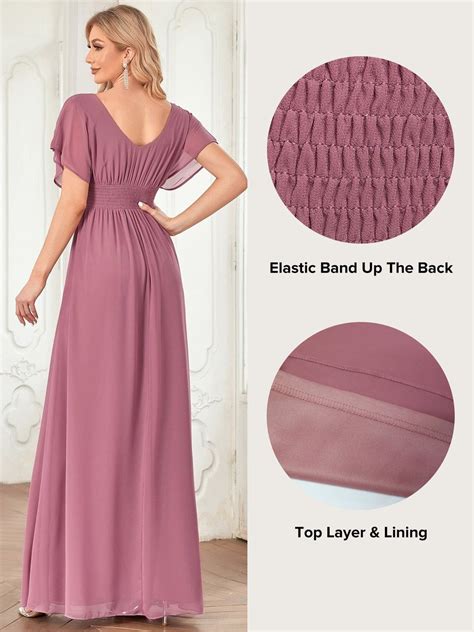 Womens A Line Empire Waist Maxi Chiffon Evening Dress In 2024