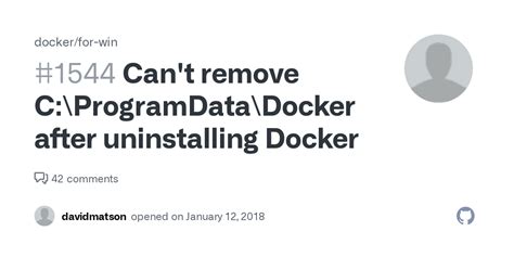 Can T Remove C Programdata Docker After Uninstalling Docker Issue Docker For Win Github