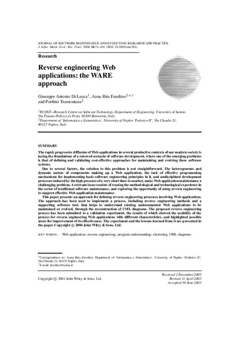 Pdf Reverse Engineering Web Applications The Ware Approach