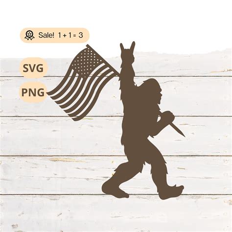 Bigfoot With American Flag Svg Patriotic Yeti Png Digital Download