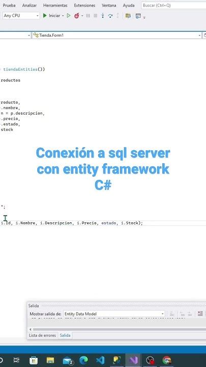 Conexión A Sql Server Con Entity Framework C Youtube