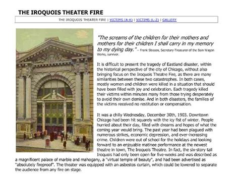 Chicago Iroquois Theater Fire Disaster Of 1903