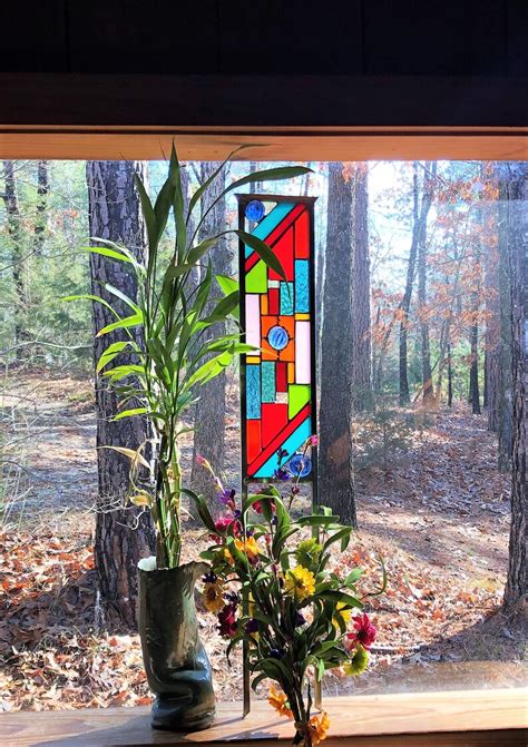 Stained Glass Garden Art Glass Garden Yard Art Garden Etsy