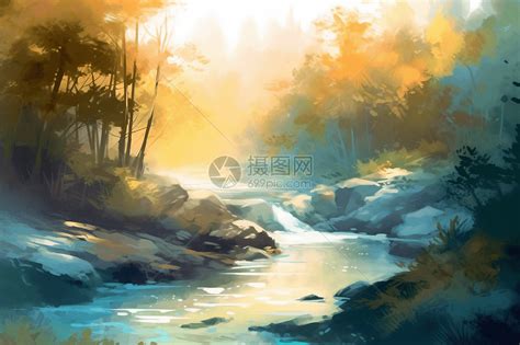 溪流穿过柔和的插画插画图片下载 正版图片600019075 摄图网