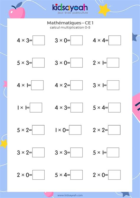 Tables De Multiplication Ce1 Feuilles De Multiplicati