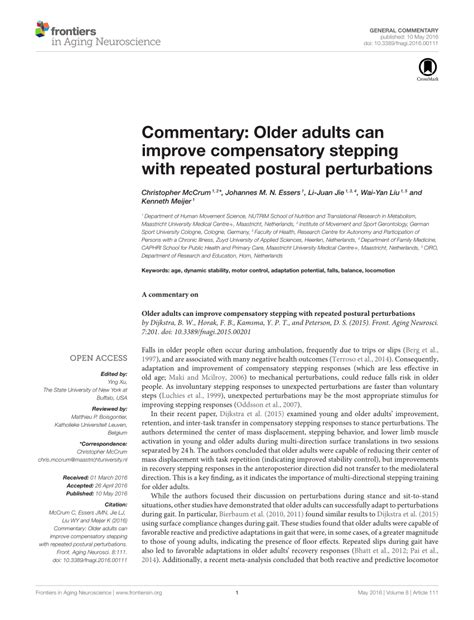 Pdf Commentary Older Adults Can Improve Compensatory Stepping With