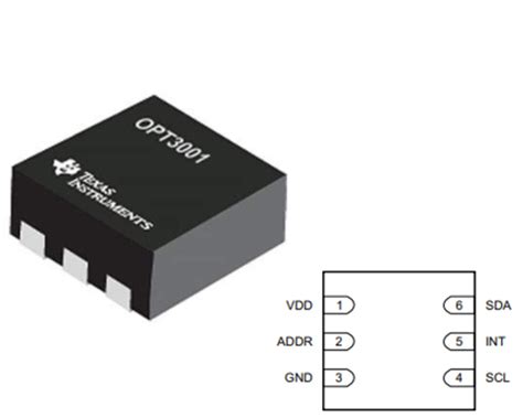 OPT3001DNPT Light Sensor Pinout Circuit