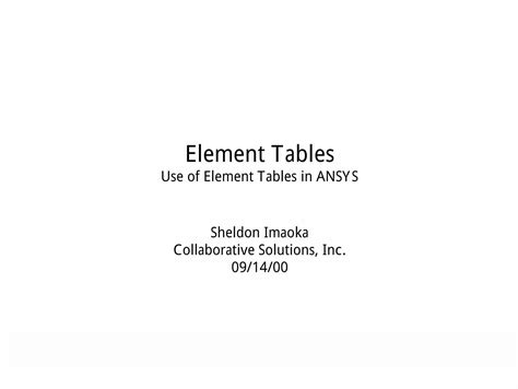 Element Tables Ansys Users Element Tables Ansys Users