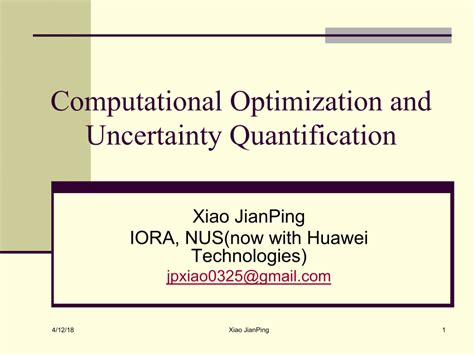 Pdf Computational Optimization And Uncertainty Quantification